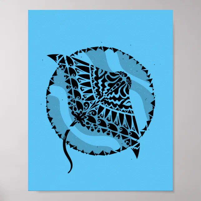 Ocean Blue Manta Ray Poster | Zazzle