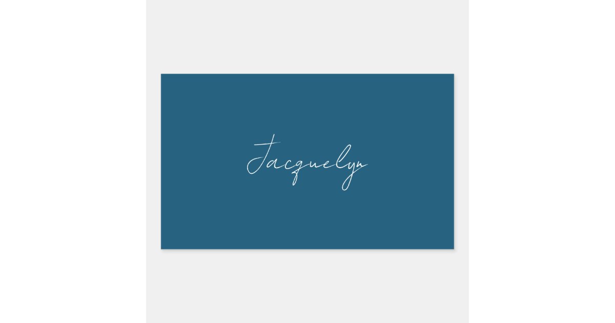 Ocean Blue Plain Elegant Modern Minimalist Name Rectangular Sticker ...