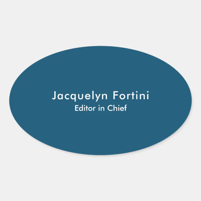 Ocean Blue Plain Elegant Modern Minimalist Oval Sticker | Zazzle