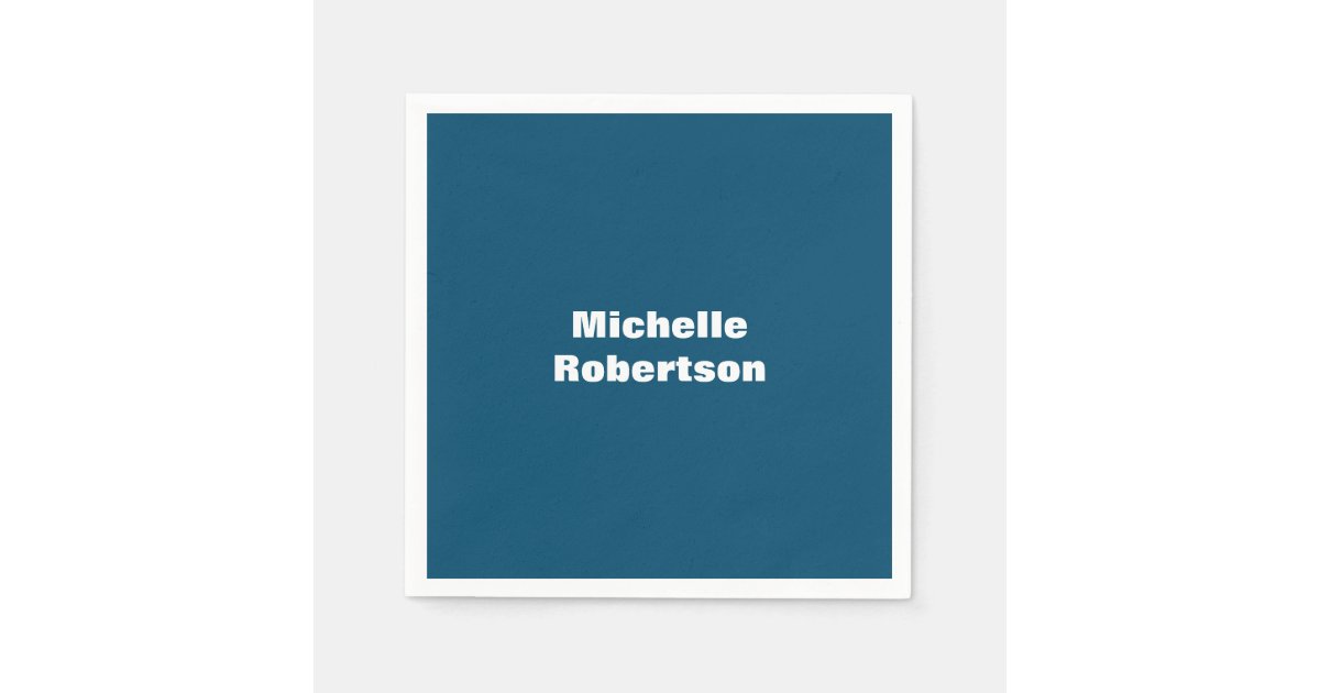 Ocean Blue Plain Minimalist Add Own Name Napkins | Zazzle