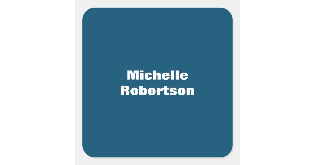 Ocean Blue Plain Minimalist Add Own Name Square Sticker | Zazzle