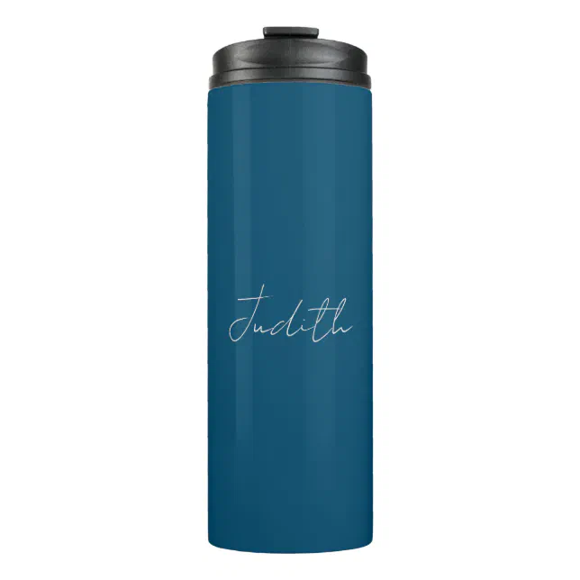 Ocean Blue Professional Calligraphy Add Name Thermal Tumbler | Zazzle