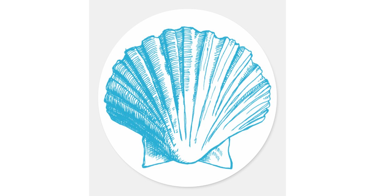 Ocean Blue Sea Shell Sticker | Zazzle