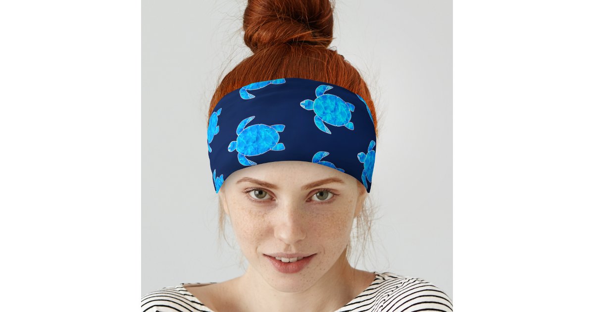 Ocean Blue Sea Turtle Pattern Navy Bandana | Zazzle