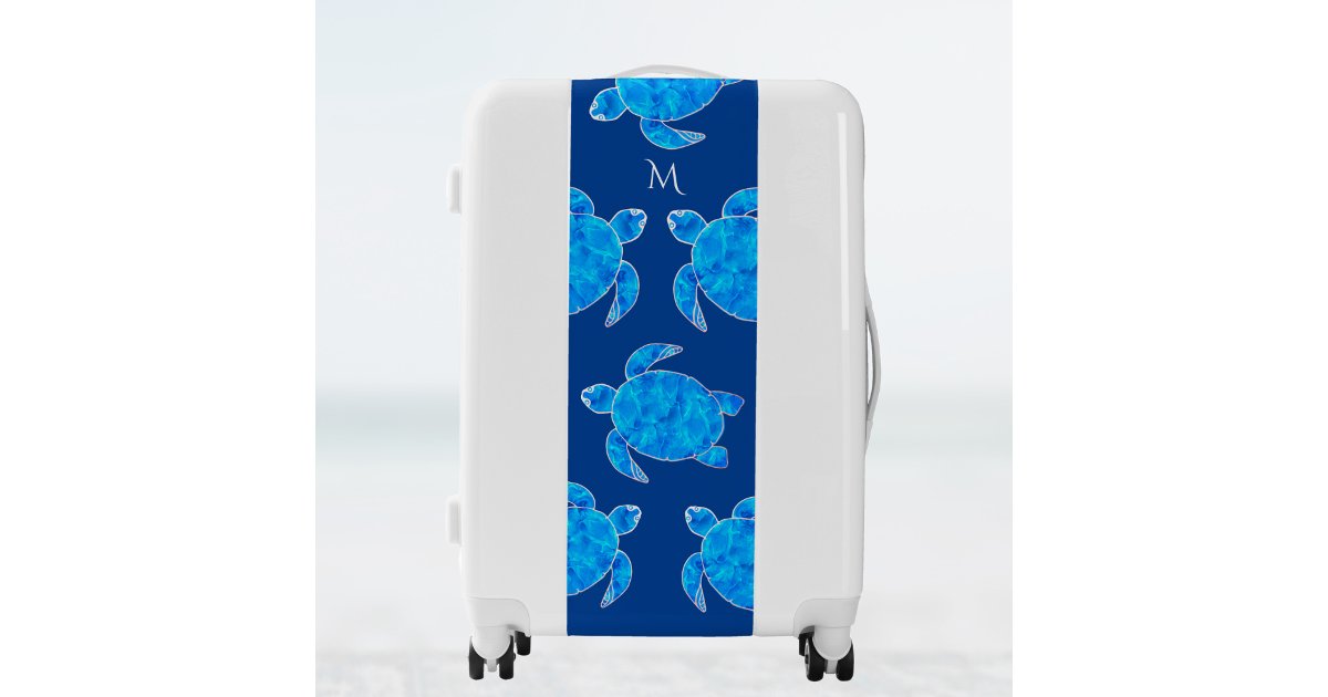 Ocean Blue Sea Turtles / Blue / Monogram Luggage | Zazzle