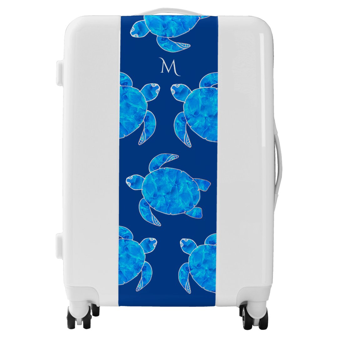 Ocean Blue Sea Turtles / Blue / Monogram Luggage | Zazzle