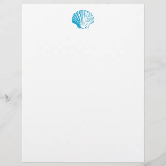 Ocean Blue Seashell Letterhead | Zazzle