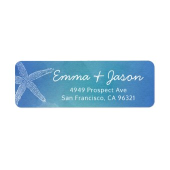Ocean Blue Starfish Beach Return Address Label | Zazzle