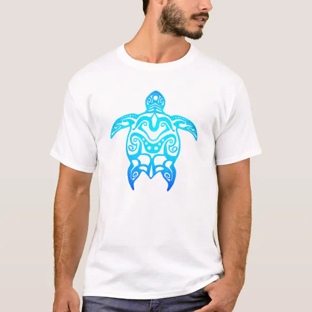 Ocean Blue Tribal Turtle T-Shirt | Zazzle