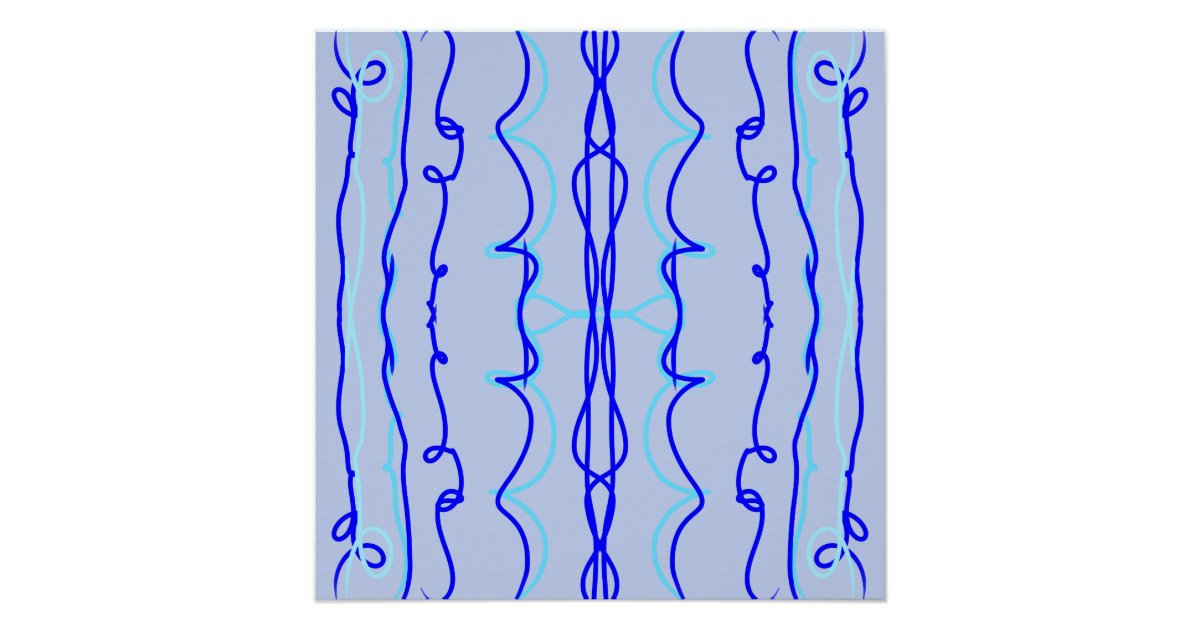 Ocean Blue vertical lines Poster | Zazzle