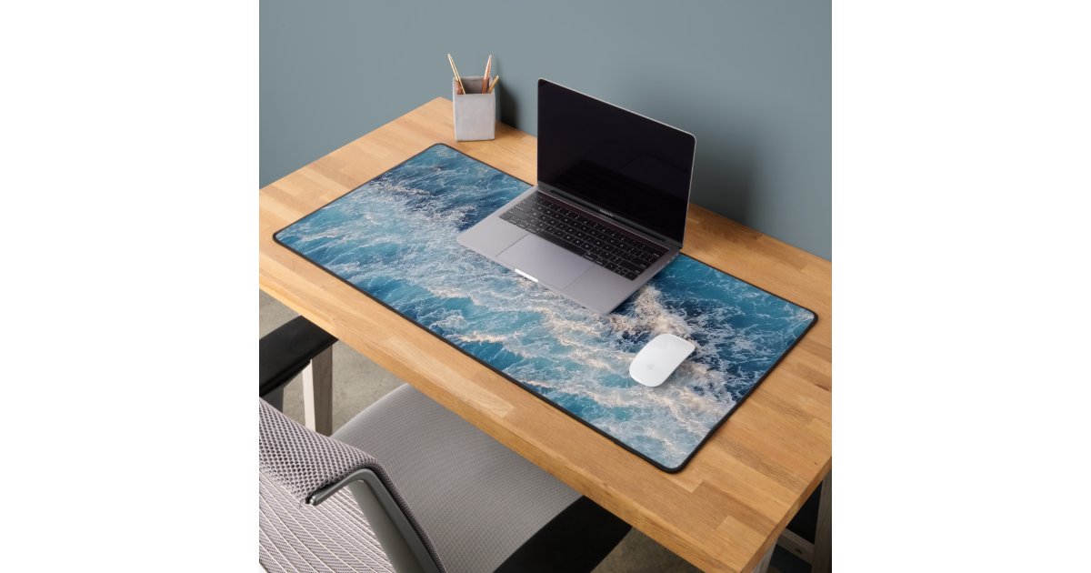 Ocean Blue Waves Desk Mat | Zazzle
