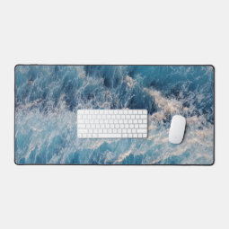 Ocean Blue Waves Desk Mat | Zazzle