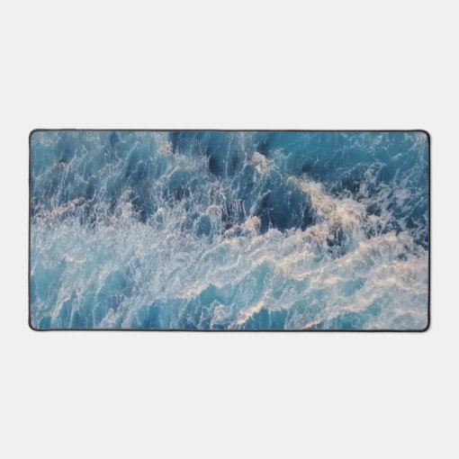 Ocean Blue Waves Desk Mat | Zazzle