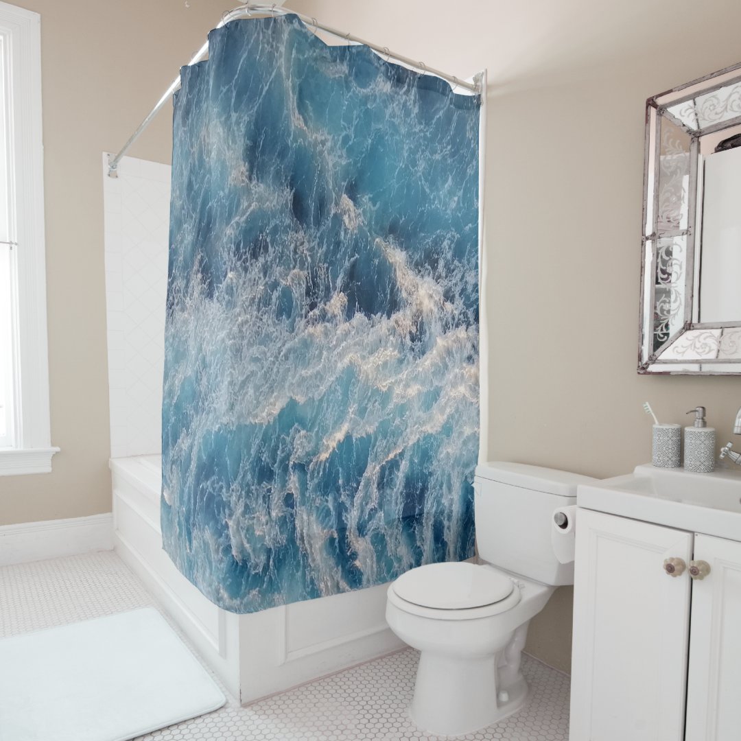 Ocean Blue Waves Shower Curtain | Zazzle