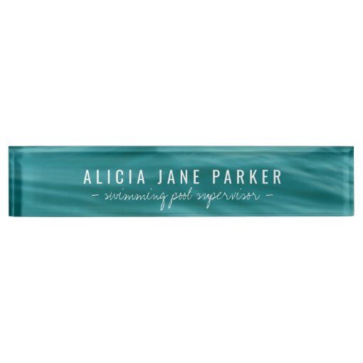 Ocean blue waves swimming pool supervisor desk name plate | Zazzle