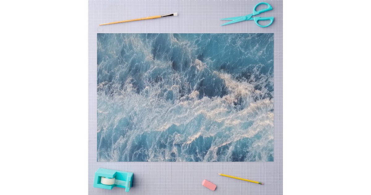 Ocean Blue Waves Tissue Paper | Zazzle