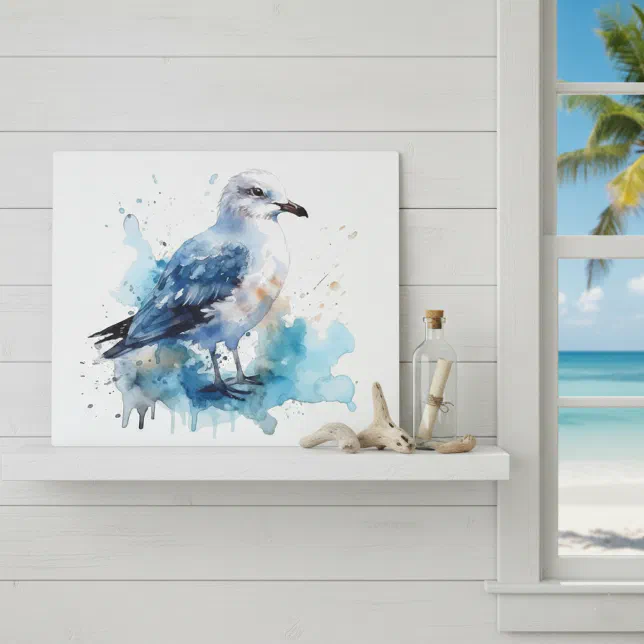 Ocean Breeze: Watercolor Seagull Metal Print | Zazzle