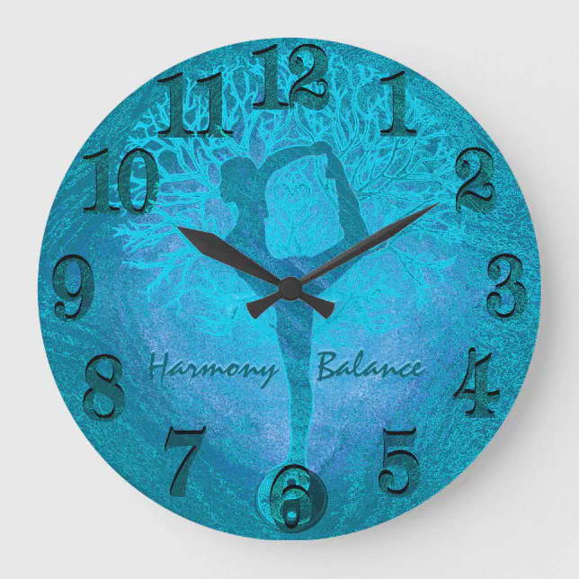 Ocean Breeze Yoga Yin Yang Tree Large Clock | Zazzle