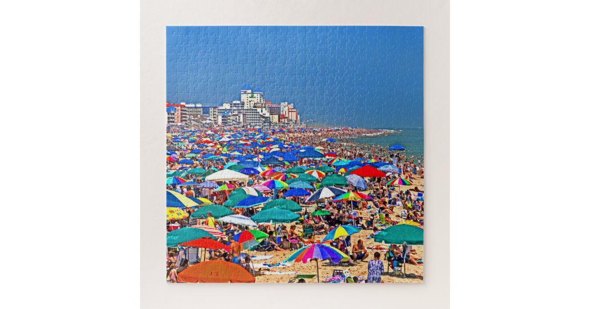 Ocean City Crowded Beach Jigsaw Puzzle | Zazzle