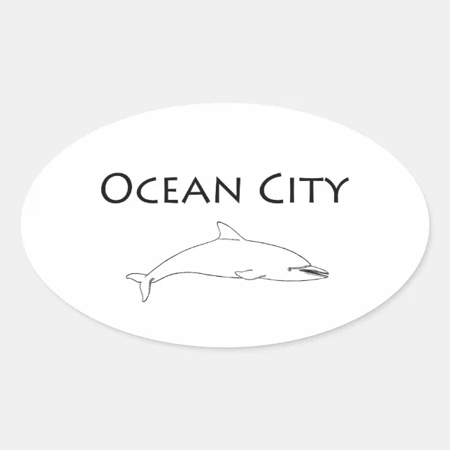 Ocean City Maryland Logo (dolphin) Oval Sticker | Zazzle