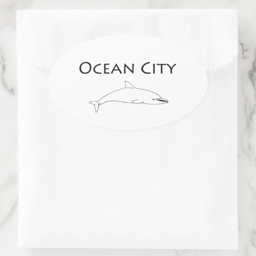 Ocean City Maryland Logo (dolphin) Oval Sticker | Zazzle
