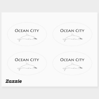 Ocean City Maryland Logo (dolphin) Oval Sticker | Zazzle