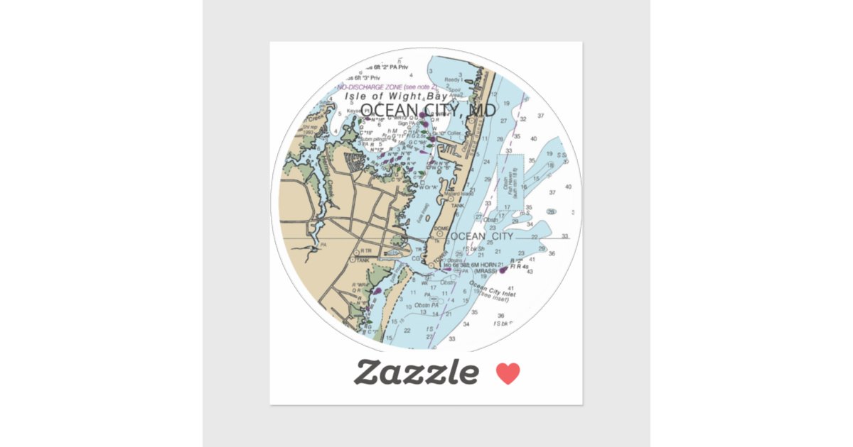 Ocean City MD Chart Sticker | Zazzle