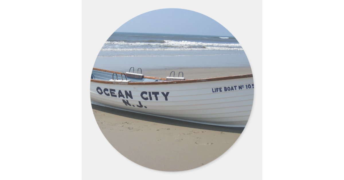 Ocean City, NJ * Summer Fun * Shore Boat Classic Round Sticker | Zazzle