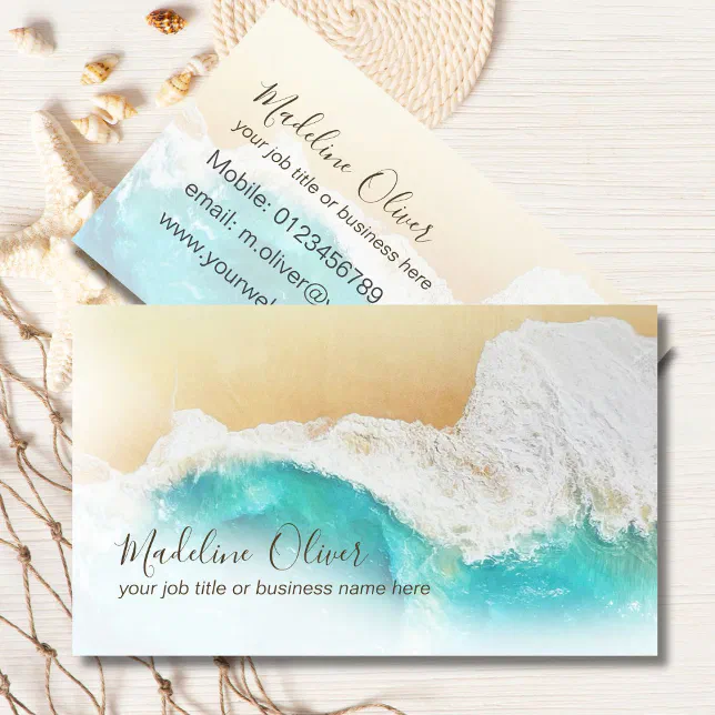Ocean Coastal Beach Scene Modern Business Card | Zazzle