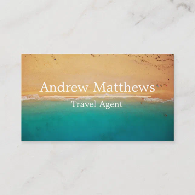 Ocean Coastal Beach Sea Travel Aqua Blue Landscape Business Card | Zazzle