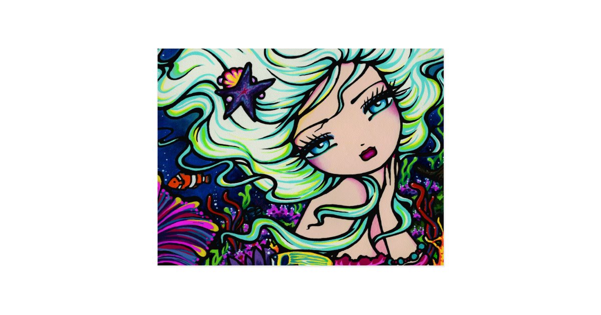 Ocean Coral Reef Starfish Mermaid Fantasy Postcard | Zazzle.com