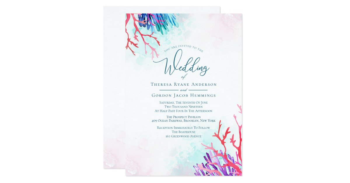 Ocean Coral Wedding Invitations | Zazzle.com