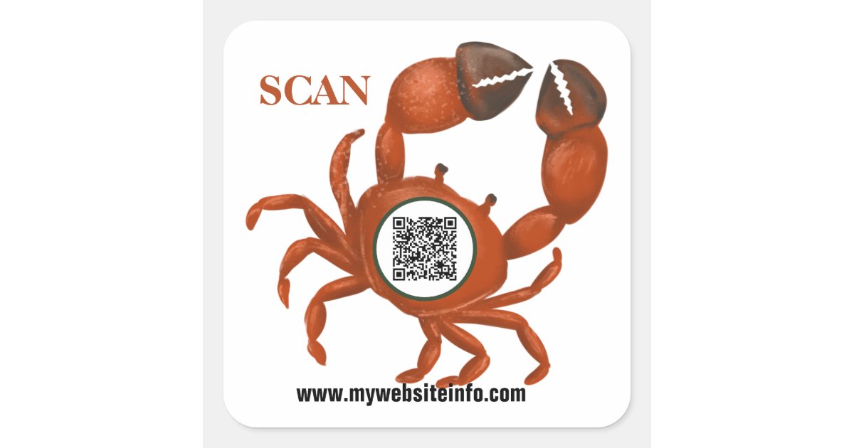 Ocean Crab QR Code Business Square Sticker | Zazzle