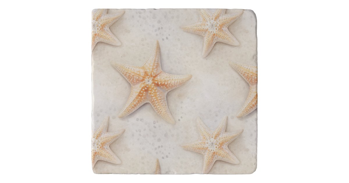 Ocean Cream Peach Beach Starfish Trivet | Zazzle