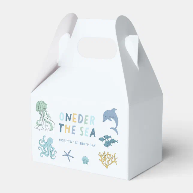 Ocean Creature Blue 1st Birthday Party Favor Boxes | Zazzle