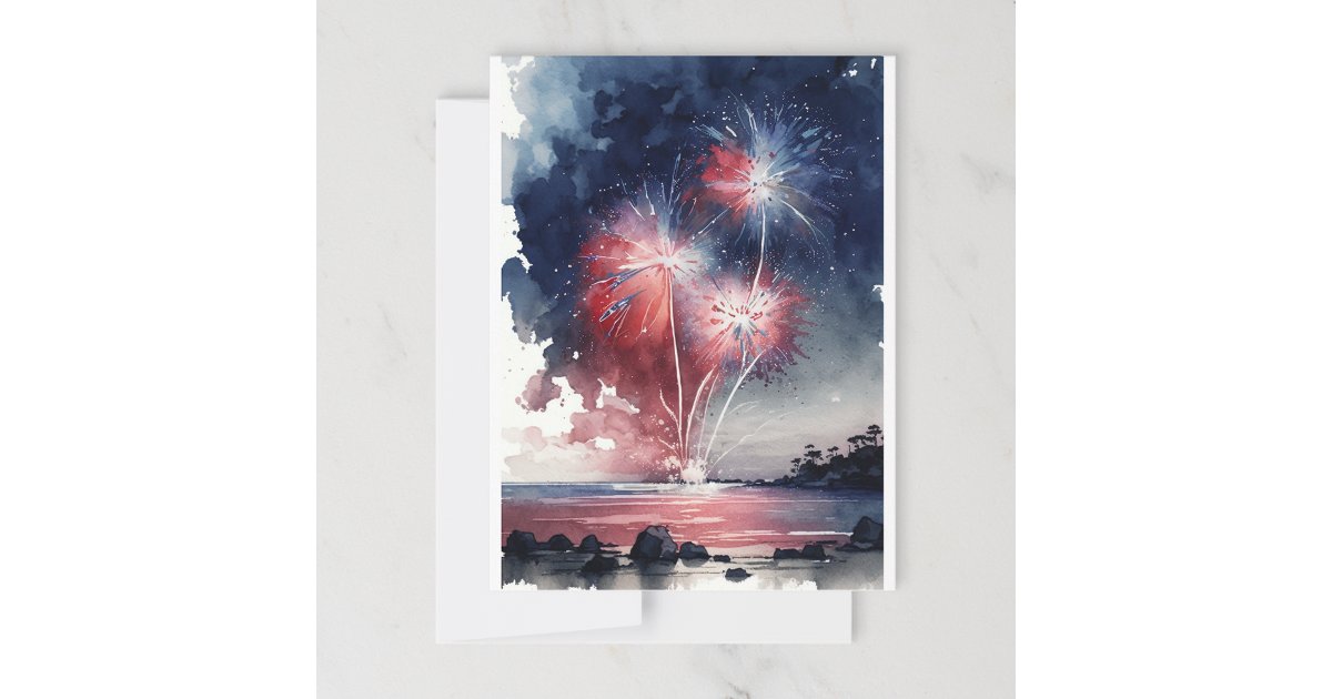 Ocean Fireworks Postcard | Zazzle