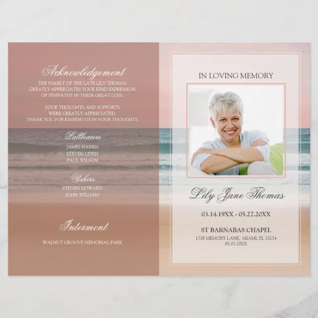 Ocean Funeral Program | In Loving Memory Flyer | Zazzle