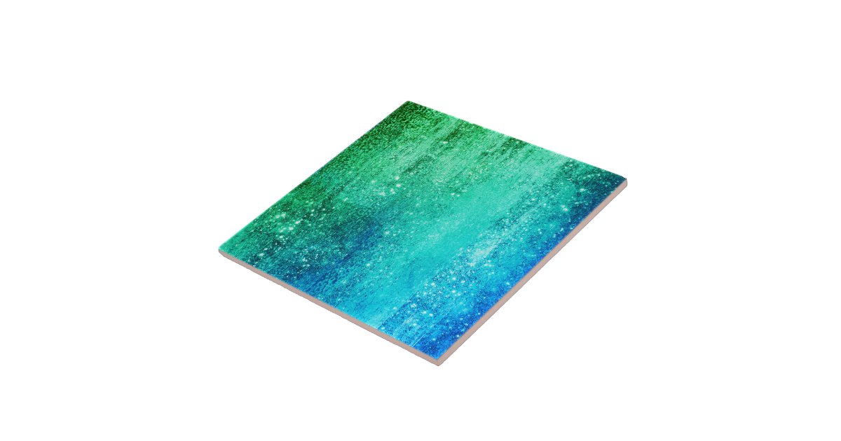 Ocean glam gradient blue-green ceramic tile | Zazzle