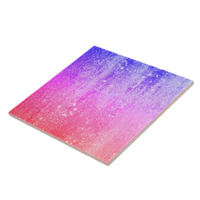 Ocean glam gradient pink-blue ceramic tile | Zazzle