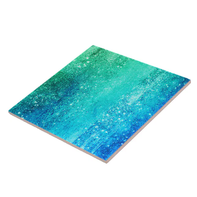 Ocean glam nr2 gradient blue-green ceramic tile | Zazzle