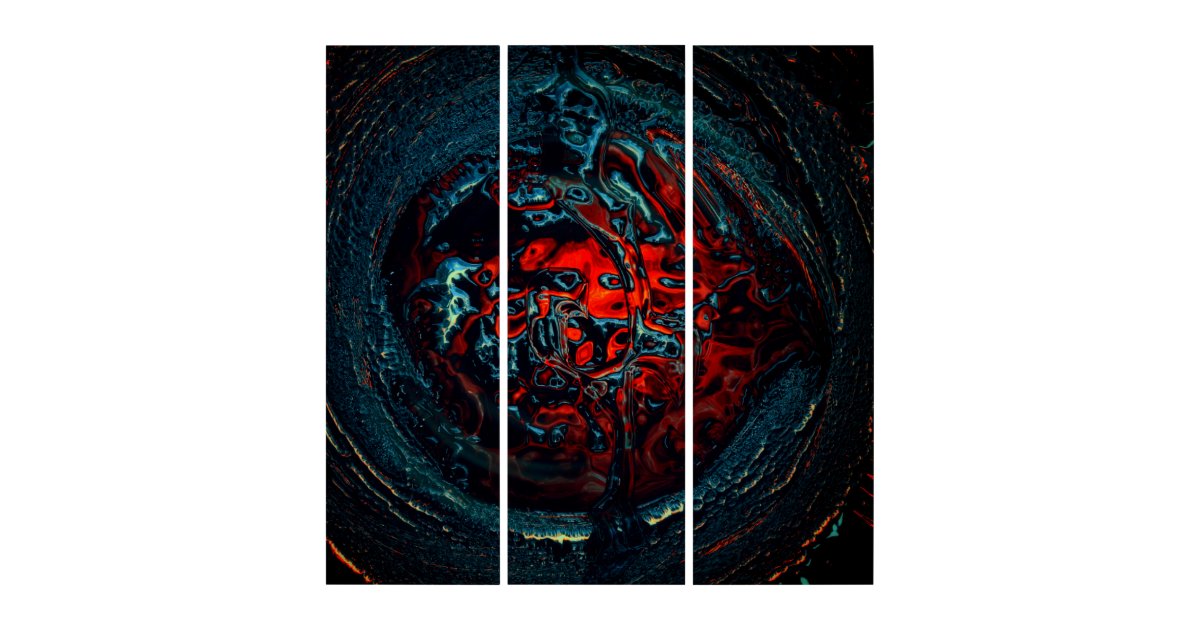 Ocean Inferno Red Glow Triptych | Zazzle