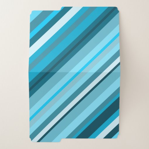 Ocean-Inspired Blue/Teal/Aqua Stripes File Folders | Zazzle