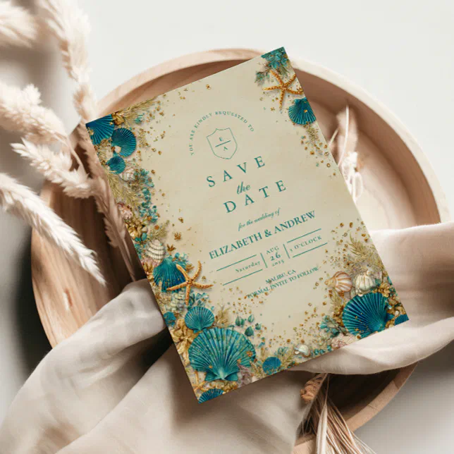 Ocean Inspired Seashell Wedding Save The Date | Zazzle