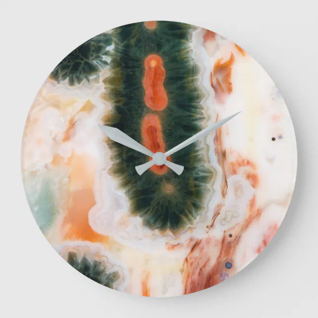 Ocean Jasper Stone found in Madagascar Large Clock | Zazzle