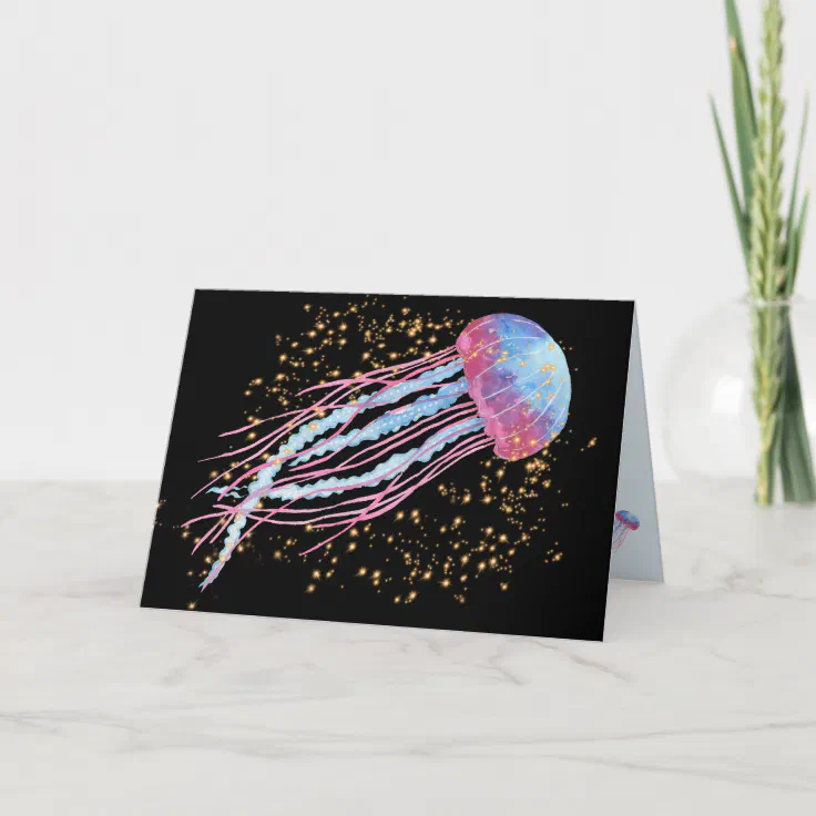 Ocean Jellyfish Sparkle Birthday Card | Zazzle
