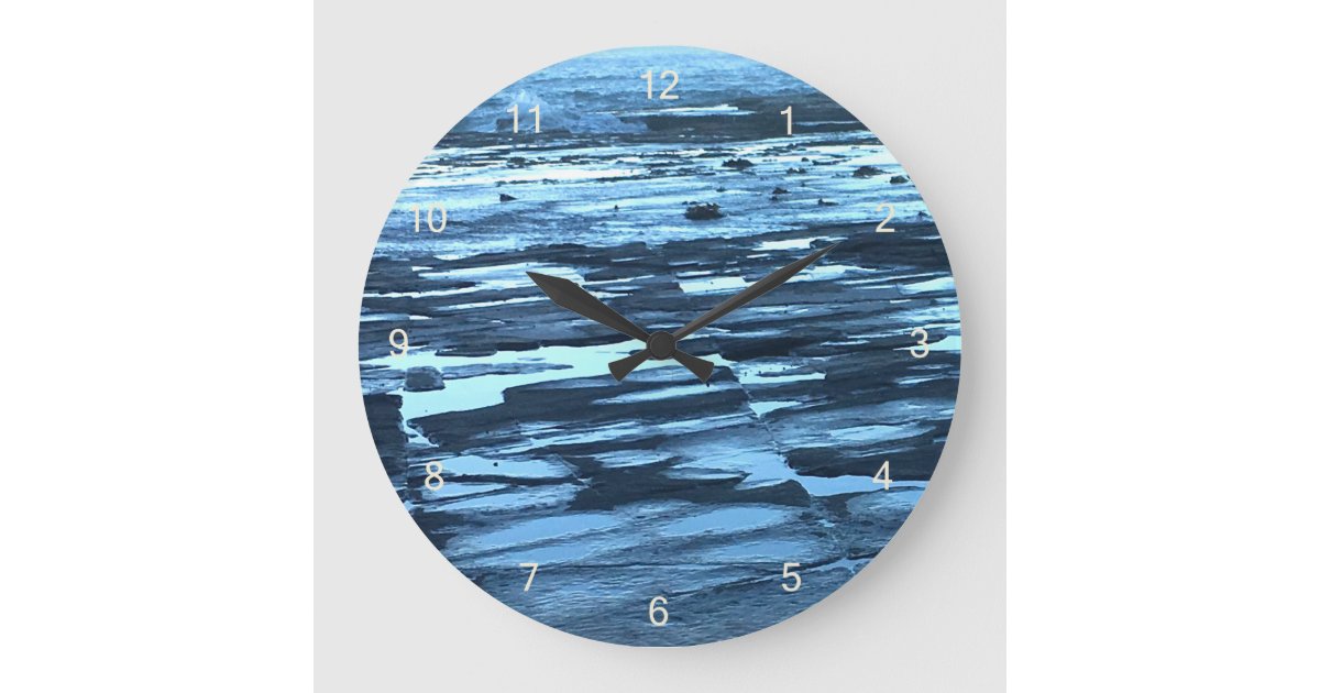 Ocean landscape waves and tidal pool large clock | Zazzle