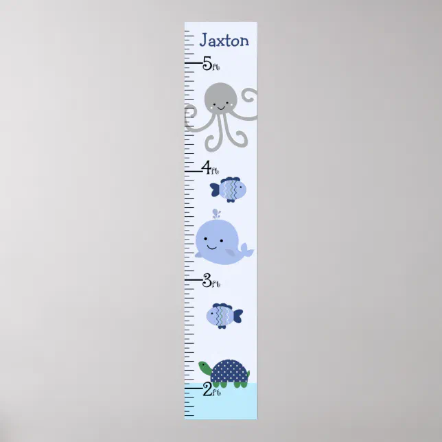 Ocean Life Blue Whale Growth Chart Keep at 8x44! | Zazzle