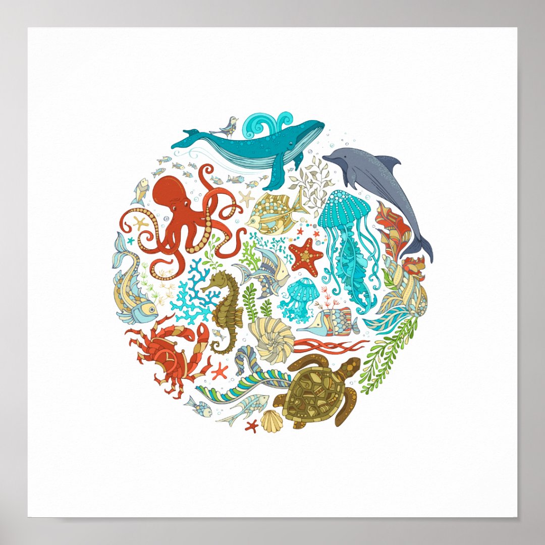Ocean Life | Decorative Poster | Zazzle