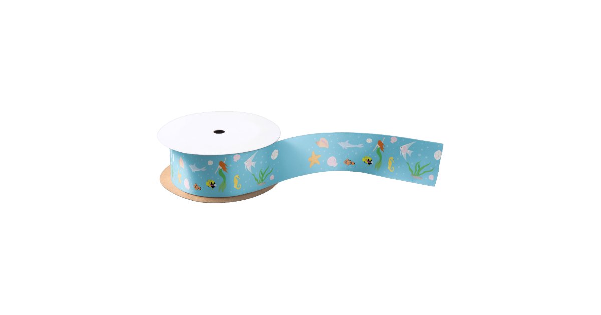 Ocean Life Satin Ribbon | Zazzle