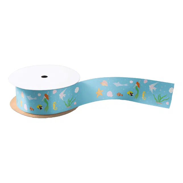 Ocean Life Satin Ribbon | Zazzle